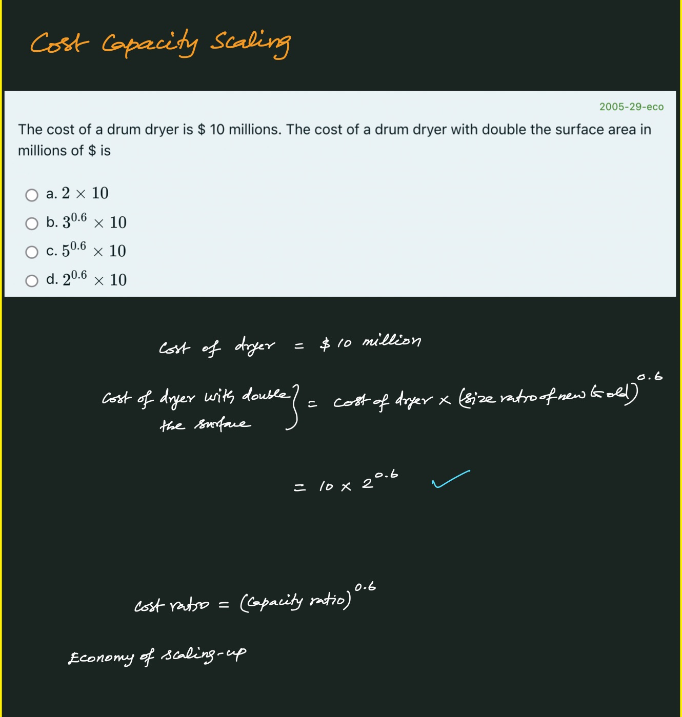 Process Economics - Video Lectures: Cost Capacity Scaling | MSubbu Academy